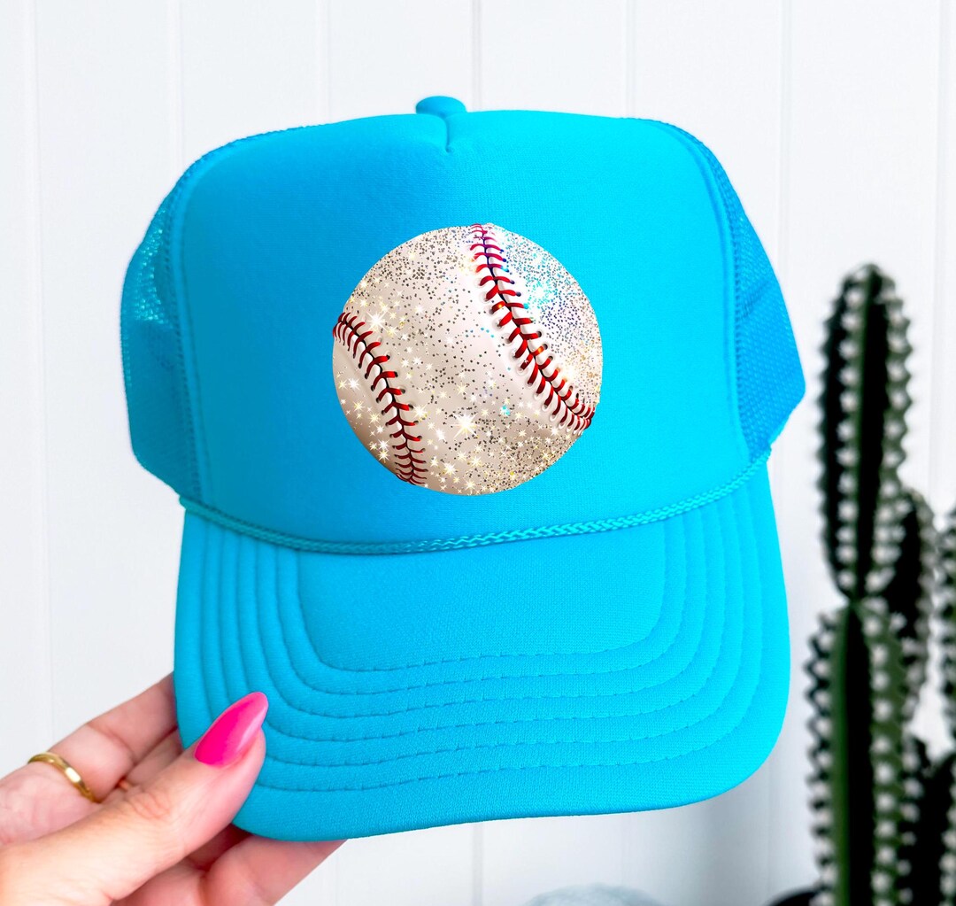 Baseball Trucker Hat for Women and Teens | Faux Glitter Sports Cap ...