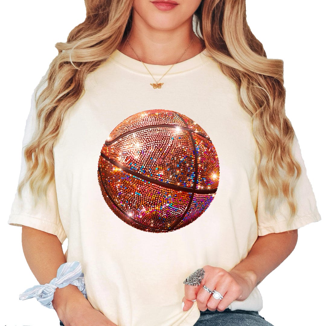 Faux Glitter Basketball Comfort Colors® T-shirt | Basketball Season ...