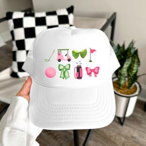 Golf Pink and Green Graphic Women's Trucker Hat | Girly Adjustable Cap ...
