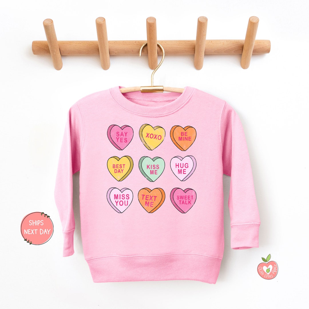 Conversation Hearts Valentines Day Sweatshirt For Girls And Women