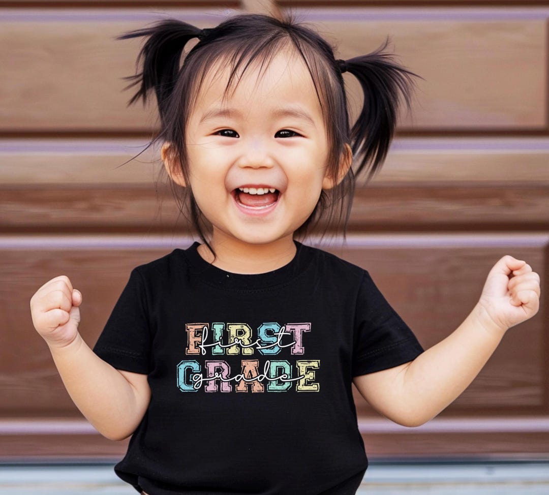 First Grade T-shirt for Girls | 1st Grade Bold Pastel Letter Font Shirt ...