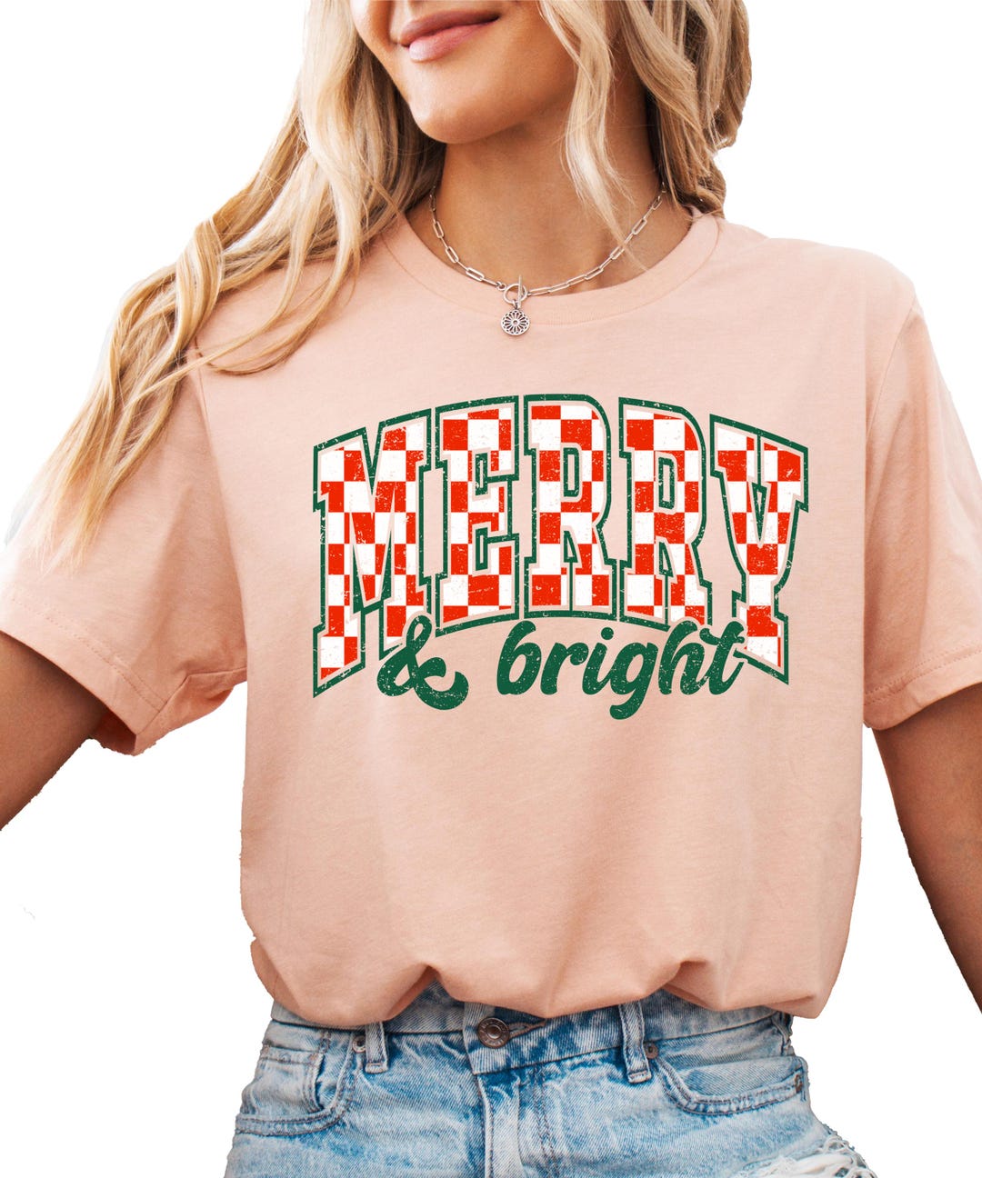 Checkered Merry & Bright T-shirt for Women, Men, Youth and Toddler Boys ...