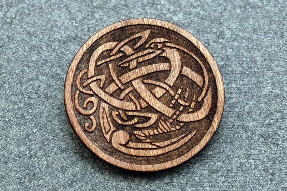 Celtic SINGLE CRANE Brooch Pin Laser Engraved Wood NEW 106 | Etsy