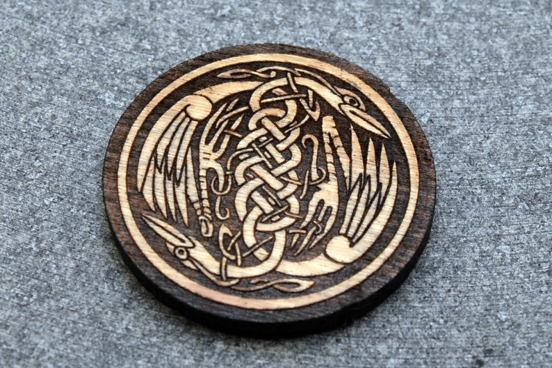 Celtic INTERTWINED CRANES Brooch Pin Laser Engraved Wood NEW - Etsy