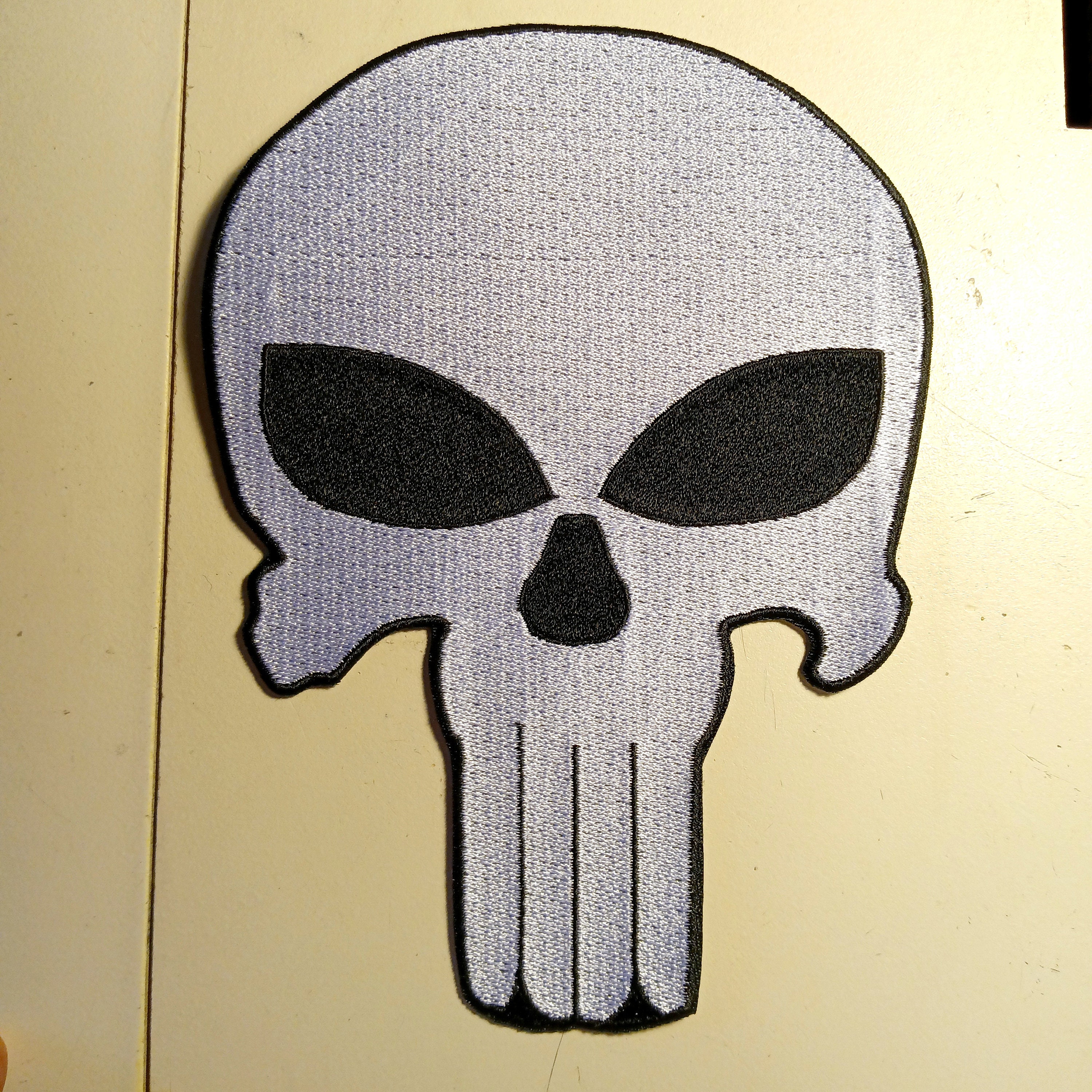 Large Punisher Skull Embroidered Patch 7"x5", New for Jacket, Hat, Vest ...