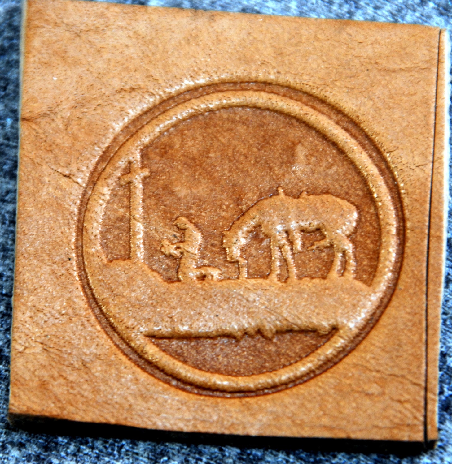 Embossing Stamp COWBOY AT CROSS #021, Leather, Tooling, Clicker Stamp ...