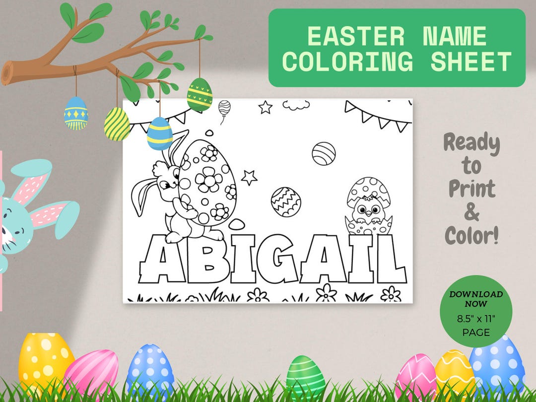Personalized Easter Name Coloring Page: Fun Kid's Activity (digital ...