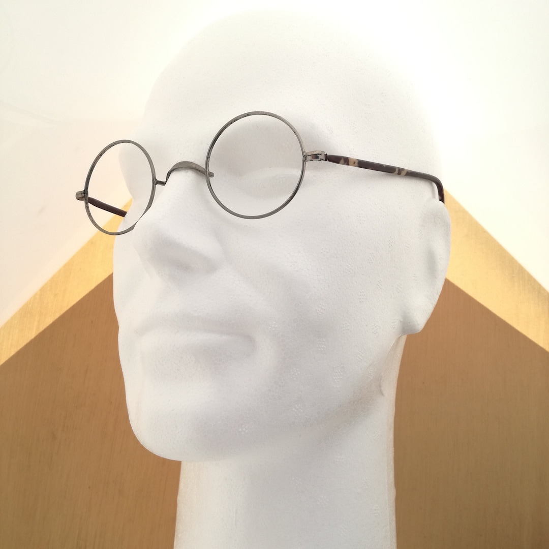 Unique Antique Round Glasses, Size 39 19. Antique Metal Glasses With Standard Temples With ...