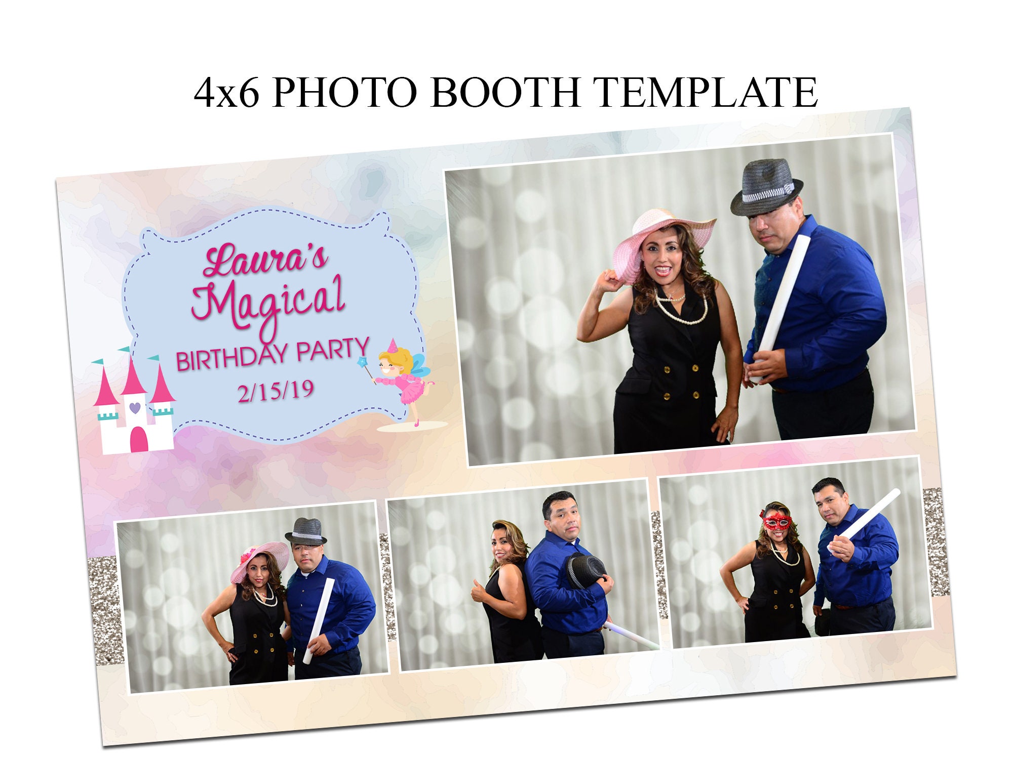 Photo Booth Template, 4x6 Photo Booth Template, Kids Faries and Castles ...