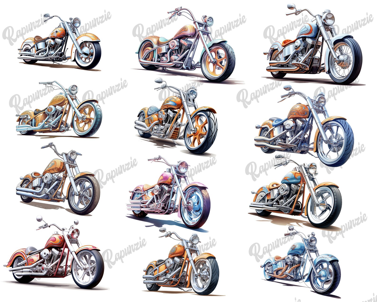 Chopper Motorcycle Clipart Png Sublimation Design, Choppers Colors ...
