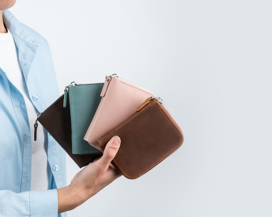 Personalized Small Zipper Wallet, Custom Mini Wallet, Small Leather ...