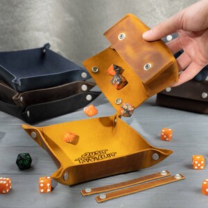 Personalized Leather Tray Dnd Dice Set, Graduation Gift, College Gifts Leather Tray Dice Set - Etsy