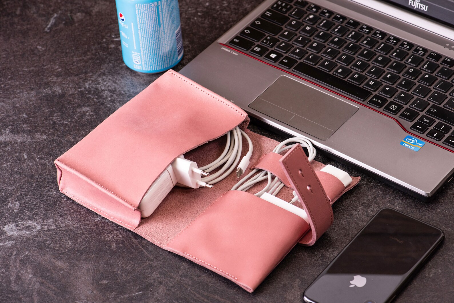 Leather Cable Organizer Personalized Cable Organizer. Travel | Etsy UK