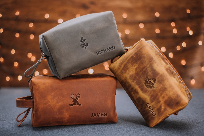 Personalized Leather Dopp Kit Customized Groomsmen Gift - Etsy