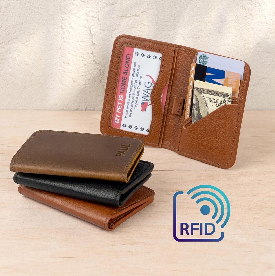 Personalized RFID Leather Bifold Wallet, Groomsmen Gift - Etsy