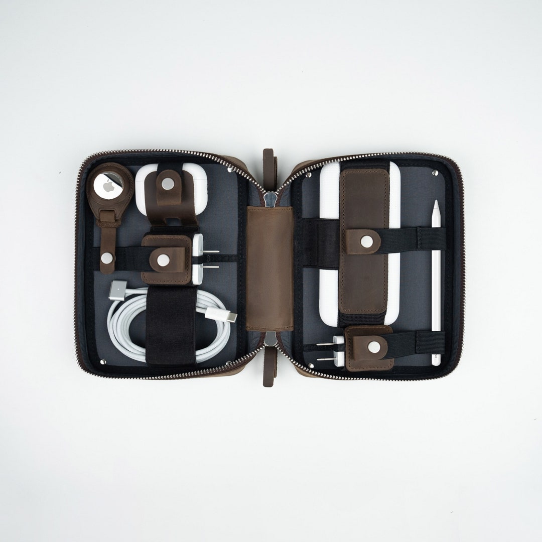 Leather Charger Holder Macbook, AirTag Charger Case, MacBook Charger ...