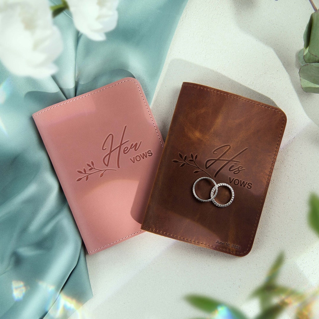 His and Her Rustic Leather Wedding Vow Books, LGBTQ Vow Books,custom ...