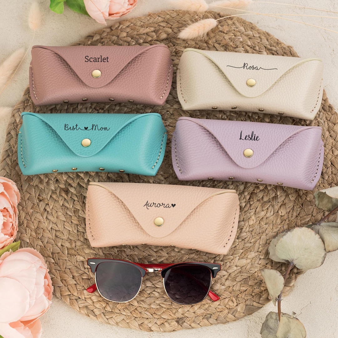 Personalized Leather Eyeglass Case, Pastel Sunglass Case, Anniversary ...