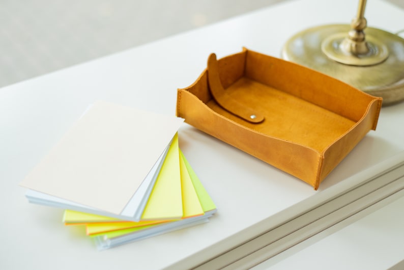 The Office Gifts Large Leather Desk Paper Sized Valet Tray. Desk Tray ...