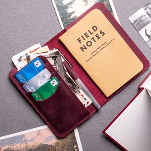 Leather Journal, Cover for Field Notes Notebook Pocket Size With Pen ...