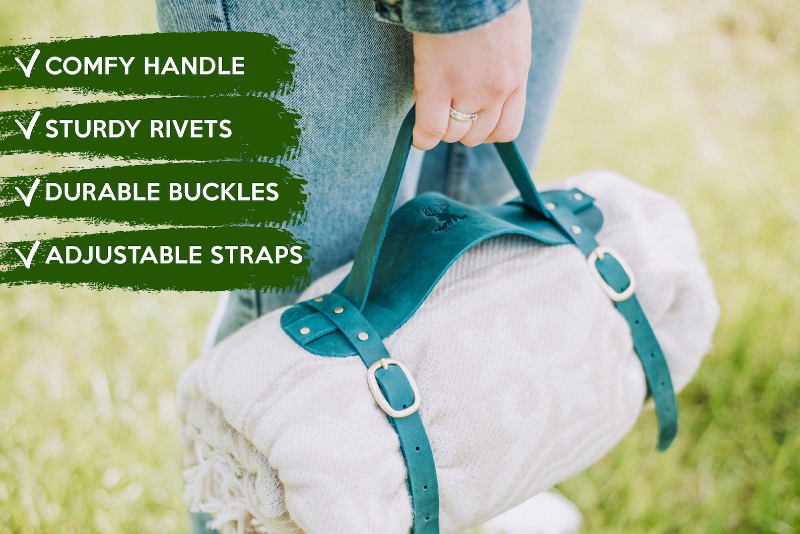 Picnic Blanket Strap Leather Picnic Blanket Carry Straps - Etsy