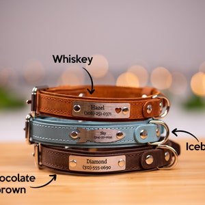 Personalized Dog Collar, Leather Dog Collar With Name, Engraved Dog ...