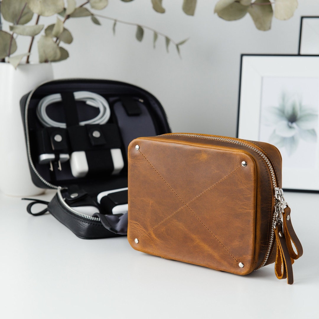 Personalized Leather Travel Tech Organizer, Graduation Gifts, Tech ...