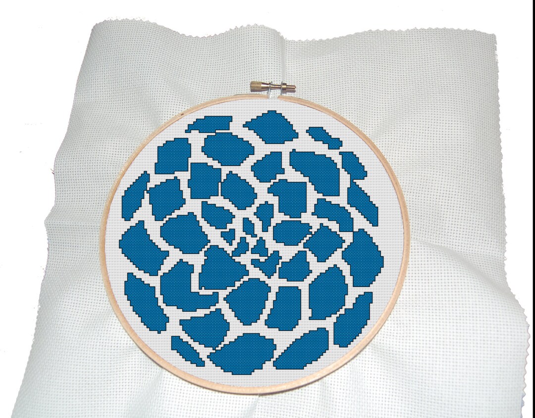 Modern Cross Stitch Pattern of Blue Hydrangea- Flower Cross Stitch ...