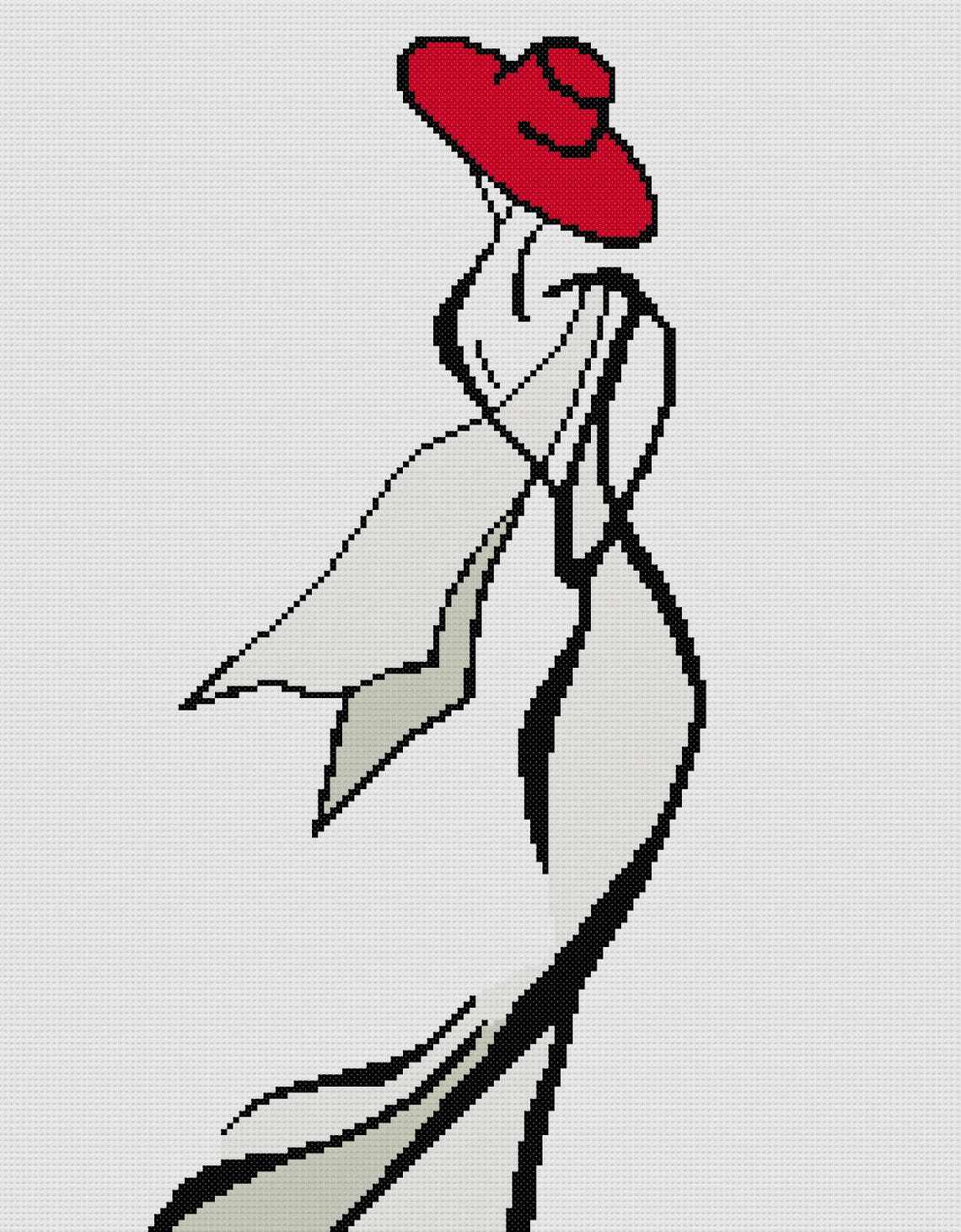 Modern Cross Stitch Pattern Woman With Red Hat-woman Cross | Etsy UK