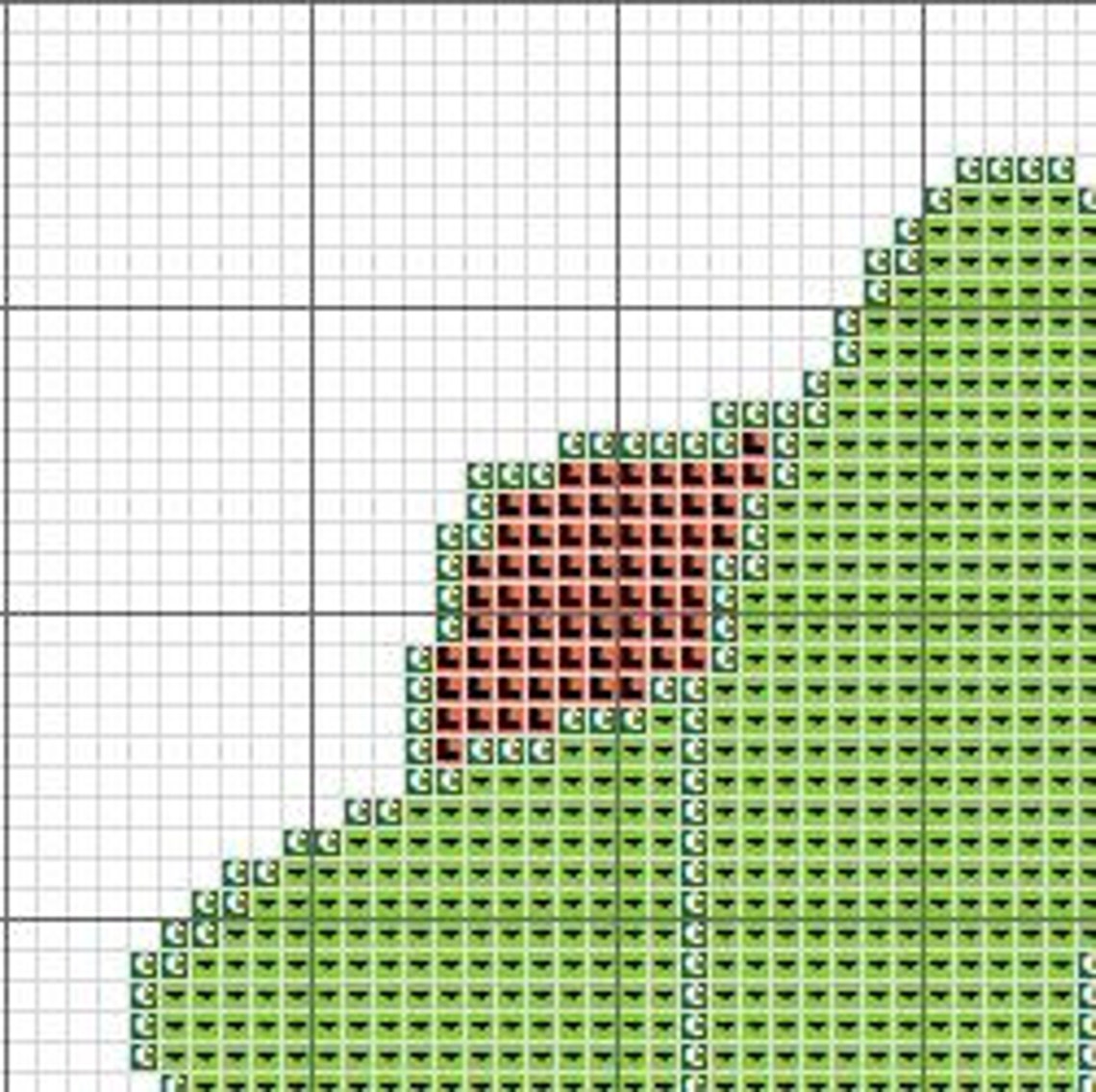 Modern Cross Stitch Pattern of Green Flower Vectoral Cross - Etsy