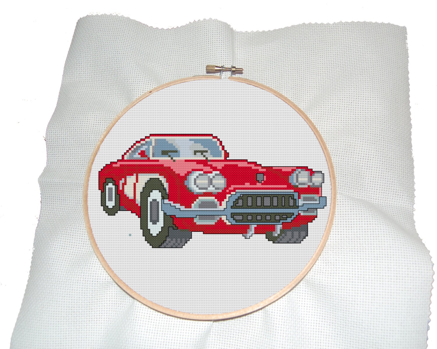 Cross Stitch Pattern of Classic Red Car Vintage Car Cross Stitch ...