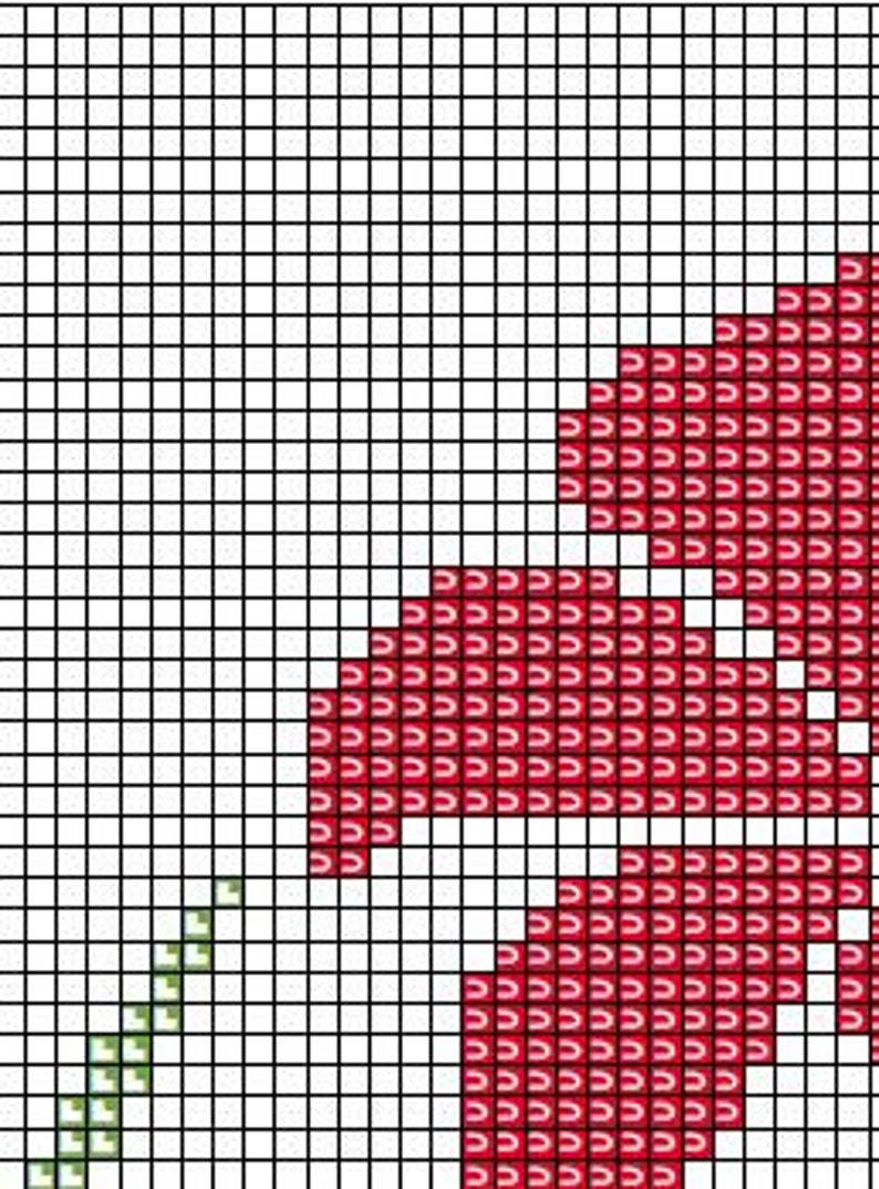 Red Flower Cross Stitch Pattern- Modern Cross Stitch Pattern -flower ...