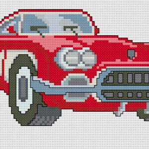Cross Stitch Pattern of Classic Red Car Vintage Car Cross Stitch ...