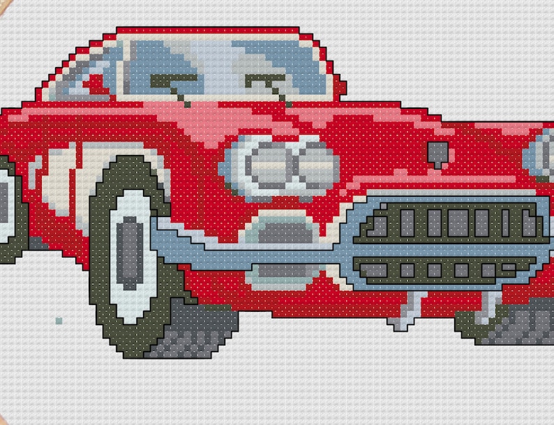 Cross Stitch Pattern of Classic Red Car Vintage Car Cross Stitch ...