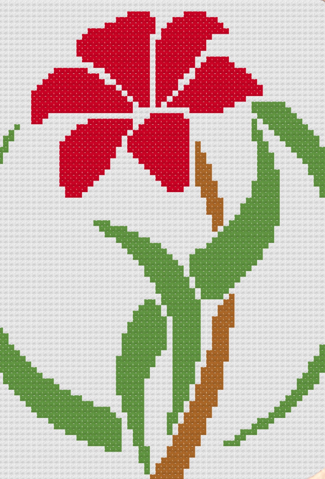 Red Flower Cross Stitch Pattern- Modern Cross Stitch Pattern -flower ...