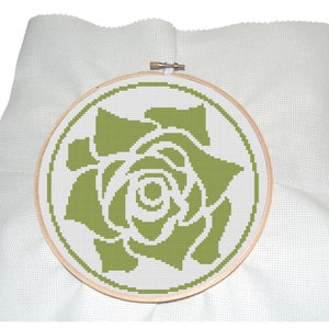 Cross Stitch Pattern of Green Flower- Modern Cross Stitch- Flower Cross ...