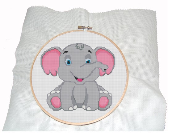 Little elephant cross stitch pattern-modern cross stitch | Etsy