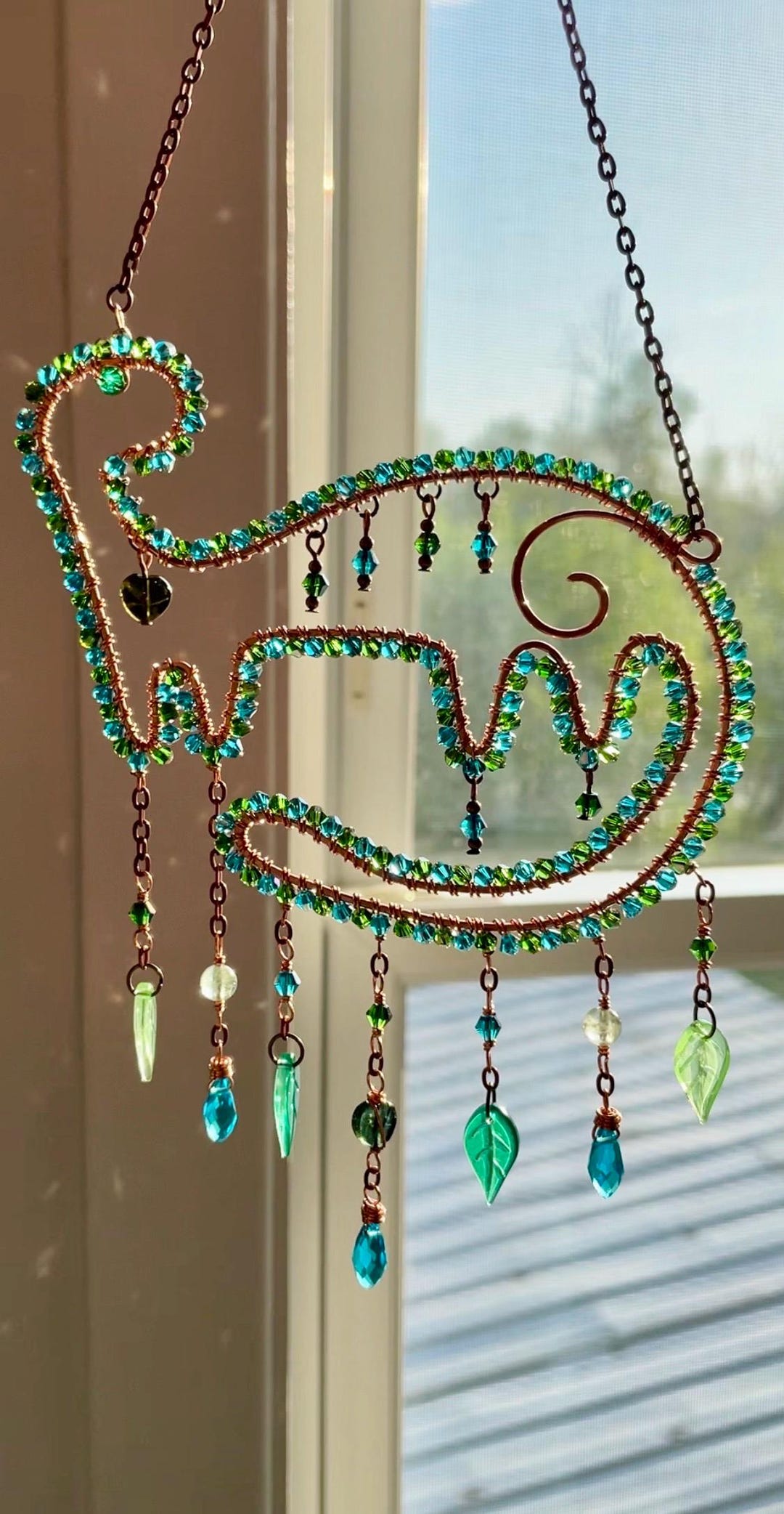 Dinosaur Suncatcher, Blue & Green Dinosaur, Dinosaur Lover, Dinosaur ...