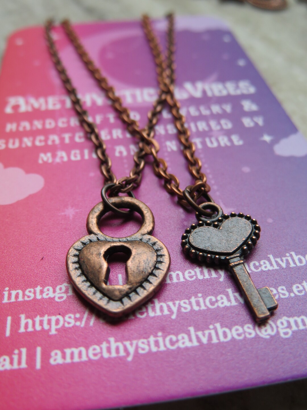 Lock & Key Necklace, Copper Lock and Key Necklace, Dainty Key Necklace ...