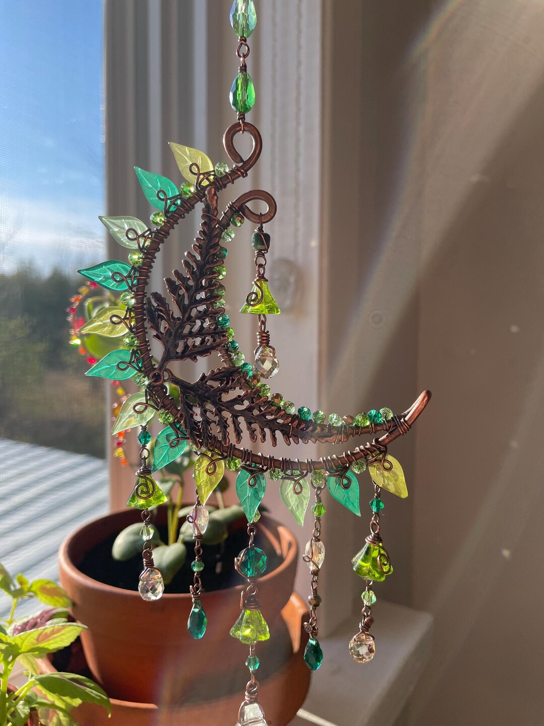 Forest Fairy Mooncatcher, Leafy Moon Decor, Fairycore, Tinkerbell Decor ...