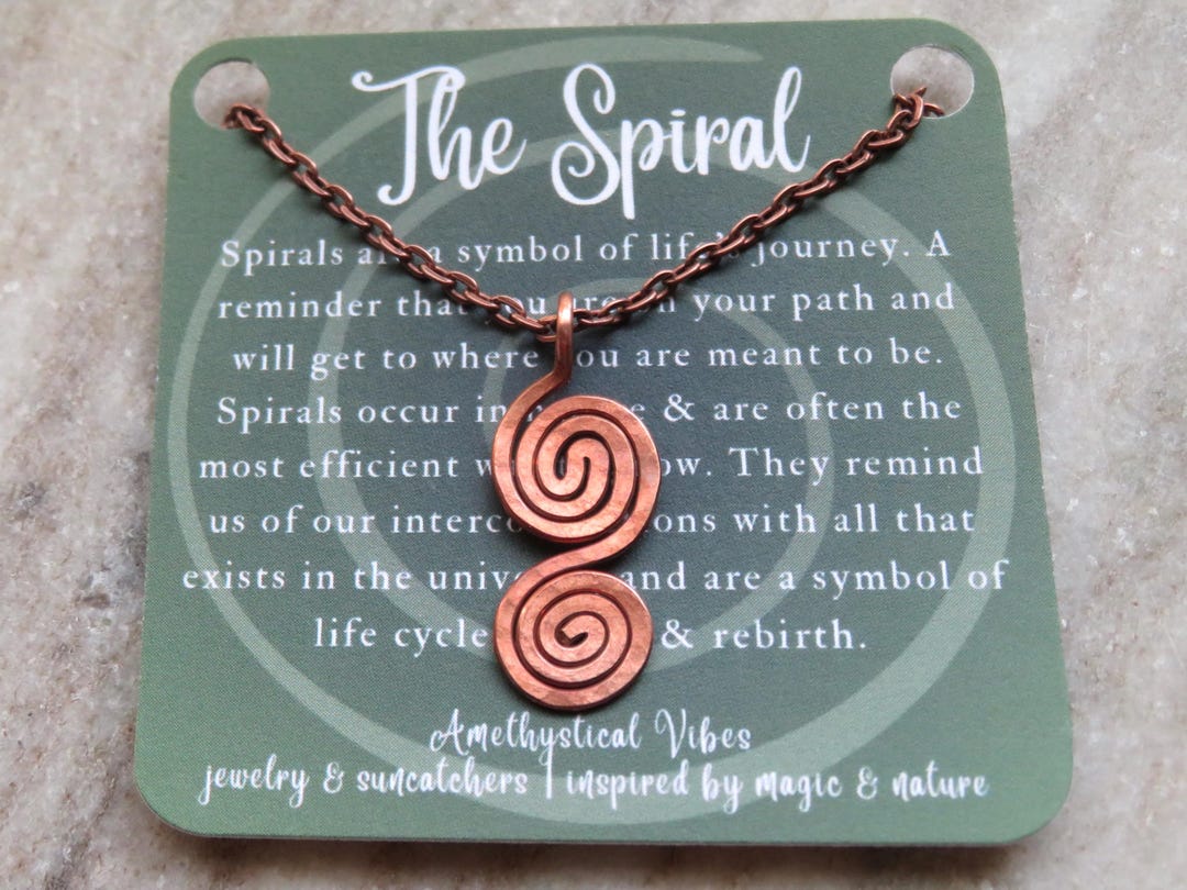 Double Copper Spiral Necklace, Hammered Copper Pendant, Spiral Pendant ...