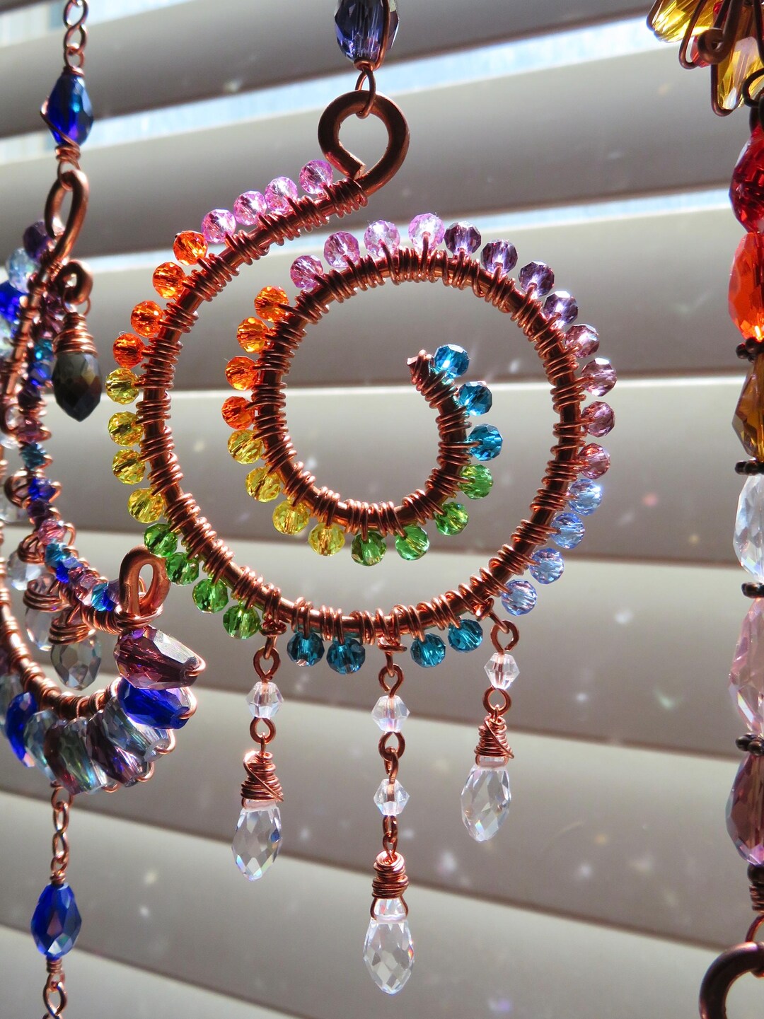 Small Rainbow Sun Catcher, Spiral Suncatcher, Tie Dye Suncatcher ...