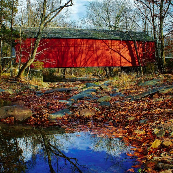 Red Covered Bridge - Etsy