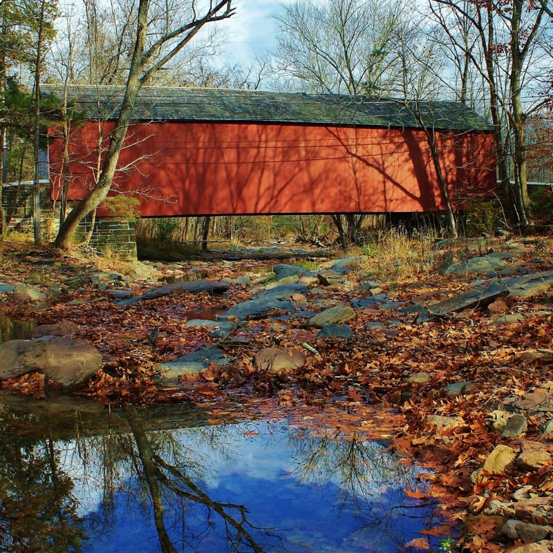 Red Covered Bridge - Etsy