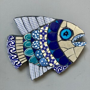 Blue Mosaic Funky Fish, Upcycled China Fish. - Etsy