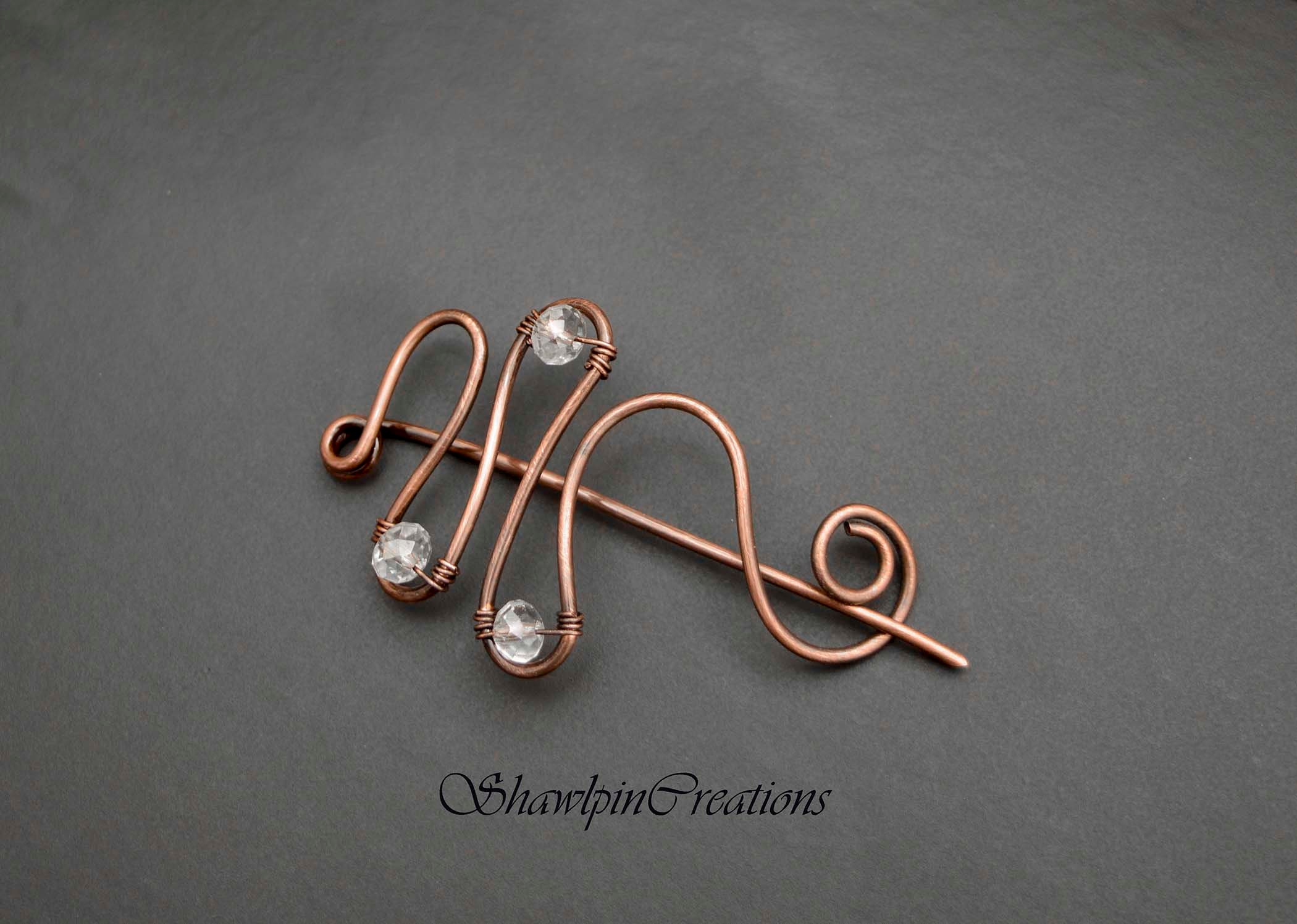 Antique Copper Shawl Pin,antique Copper Crystal Pin,copper Shawl Pin ...