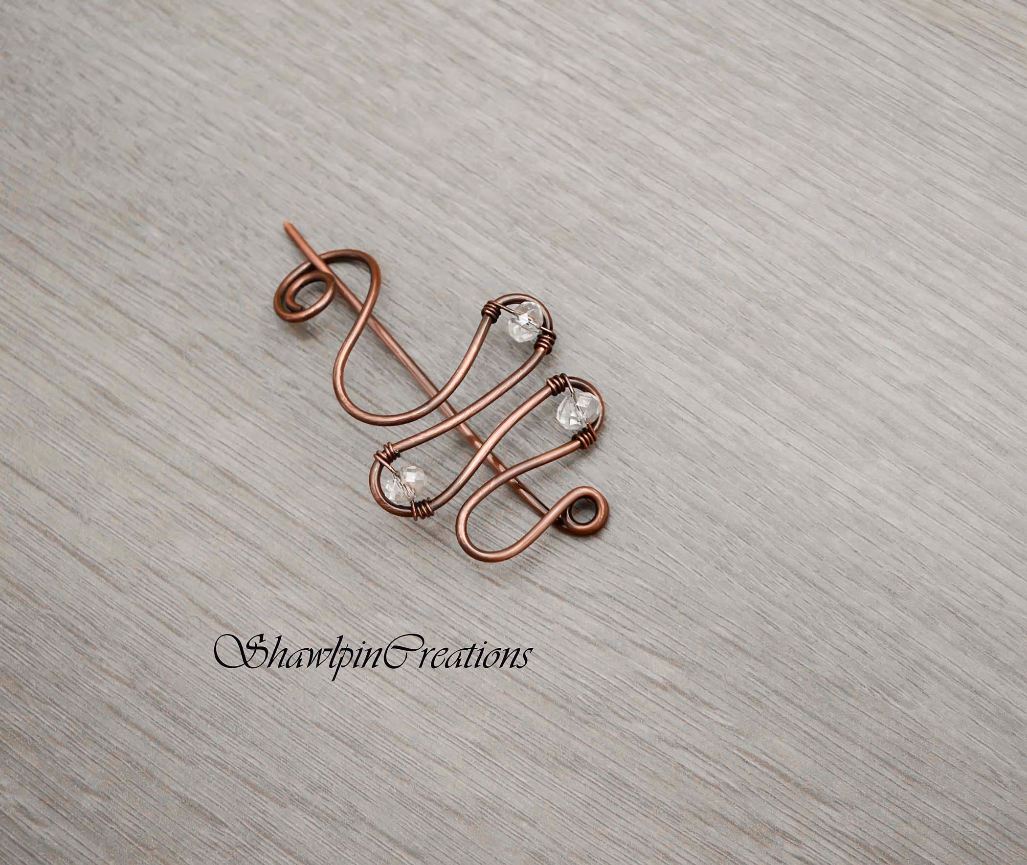 Antique Copper Shawl Pin,antique Copper Crystal Pin,copper Shawl Pin ...