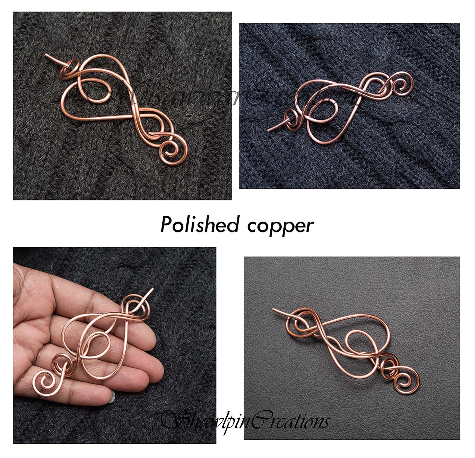 Knitted Shawl Pin,antique Copper Shawl Pin,copper Wire Scarf Pin,copper ...