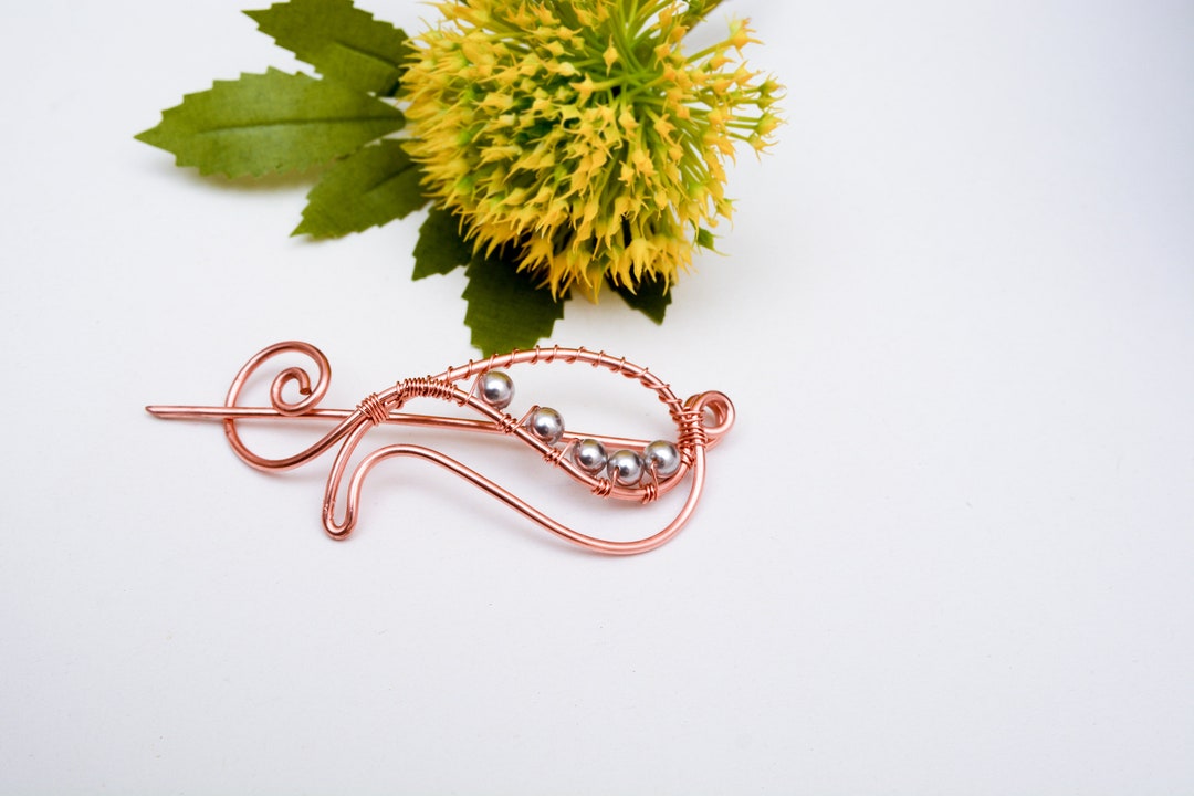 Plain Copper Shawl Pin, Silver Shell Pearls Shawl Fastener Pin,shawl ...