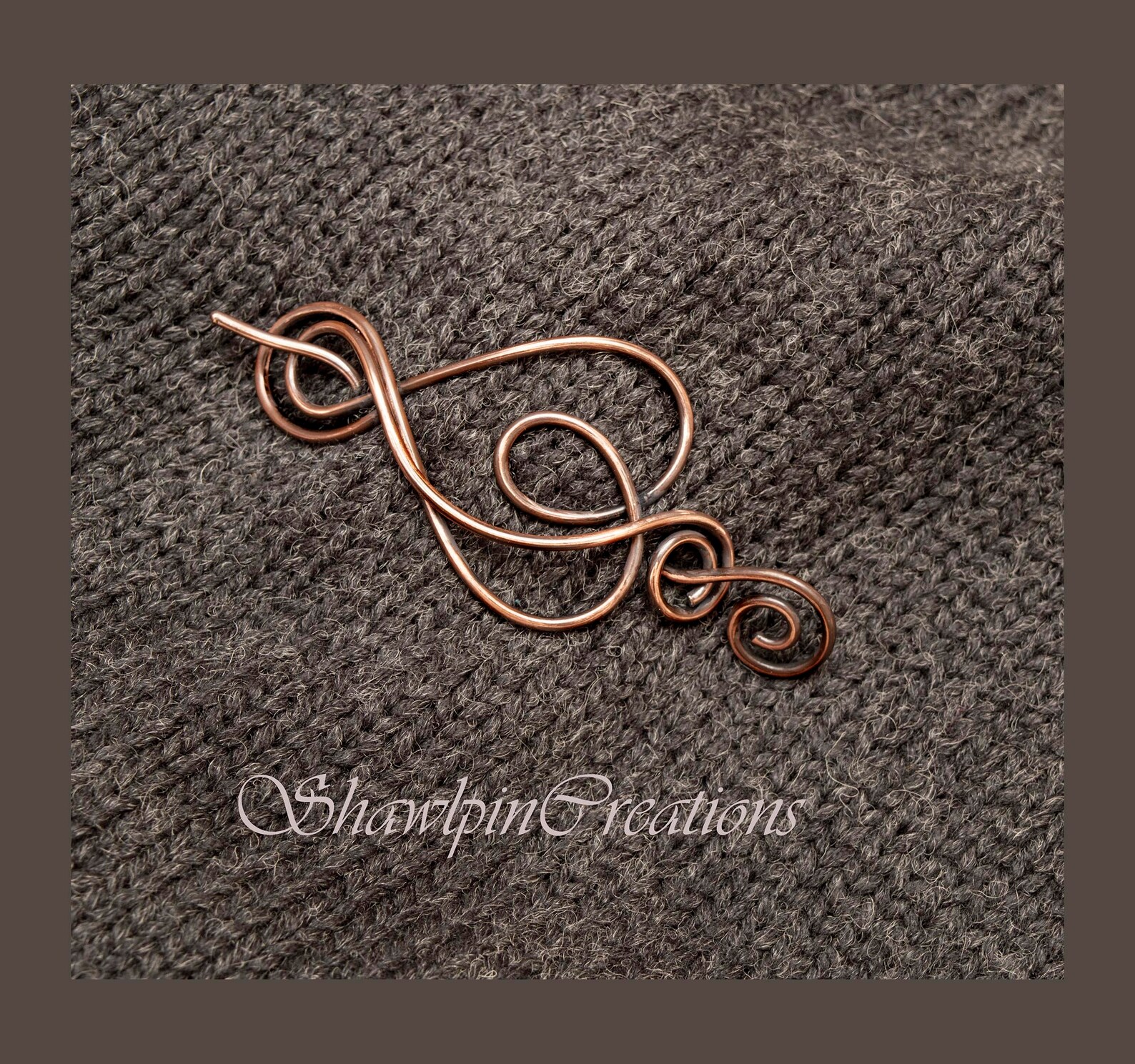 Knitted Shawl Pin,antique Copper Shawl Pin,copper Wire Scarf Pin,copper ...